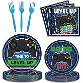 Amazon.com: Gisgfim Video Game Party Supplies Tableware Set for 24 ...