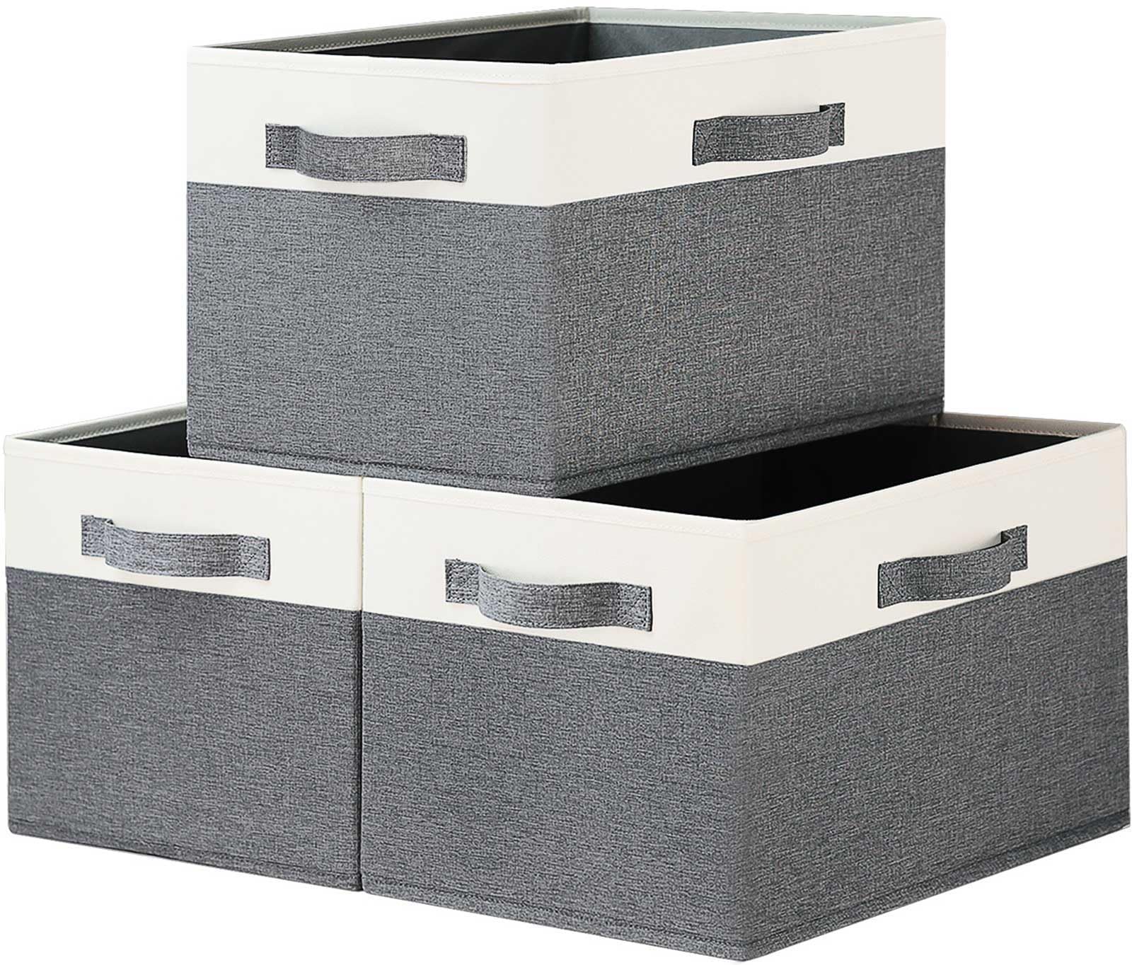 GhvyenntteS Large Fabric Storage Bins with 3 Handles, 15x11x9.6 Inch ...