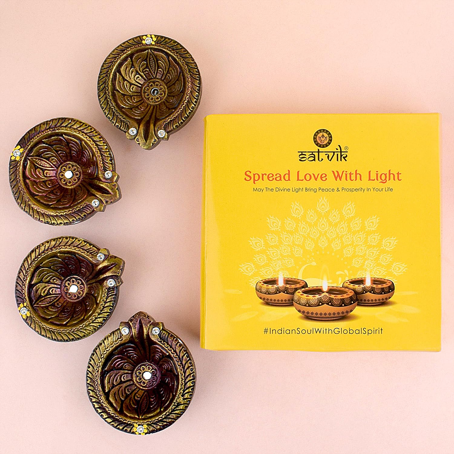 Mua SATVIK 4 Pc Designer Clay Diya Terracotta Dia Traditional Puja ...