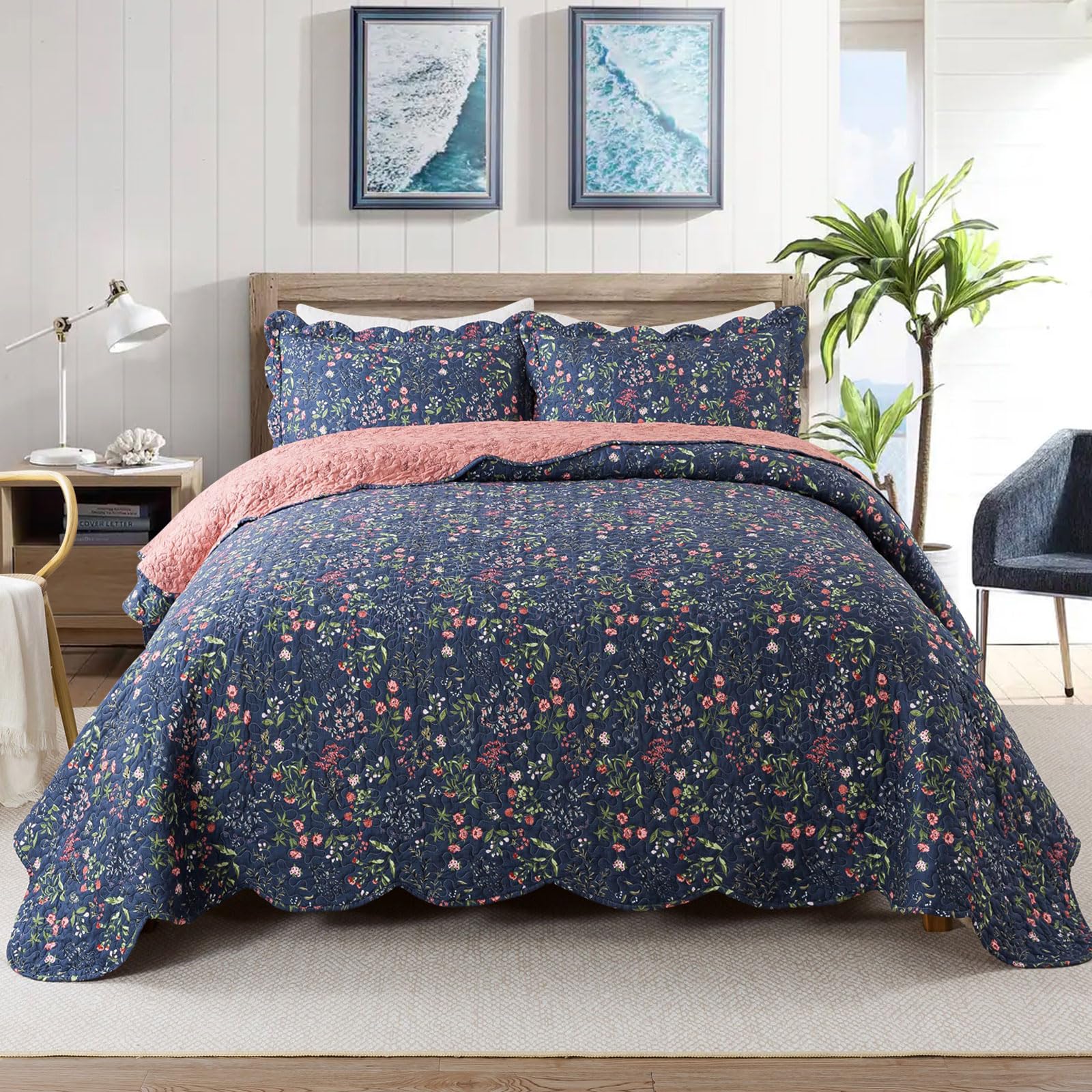 Travan 3-Piece Quilt Set Quilted Bedspread Lightweight Coverlet Set ...