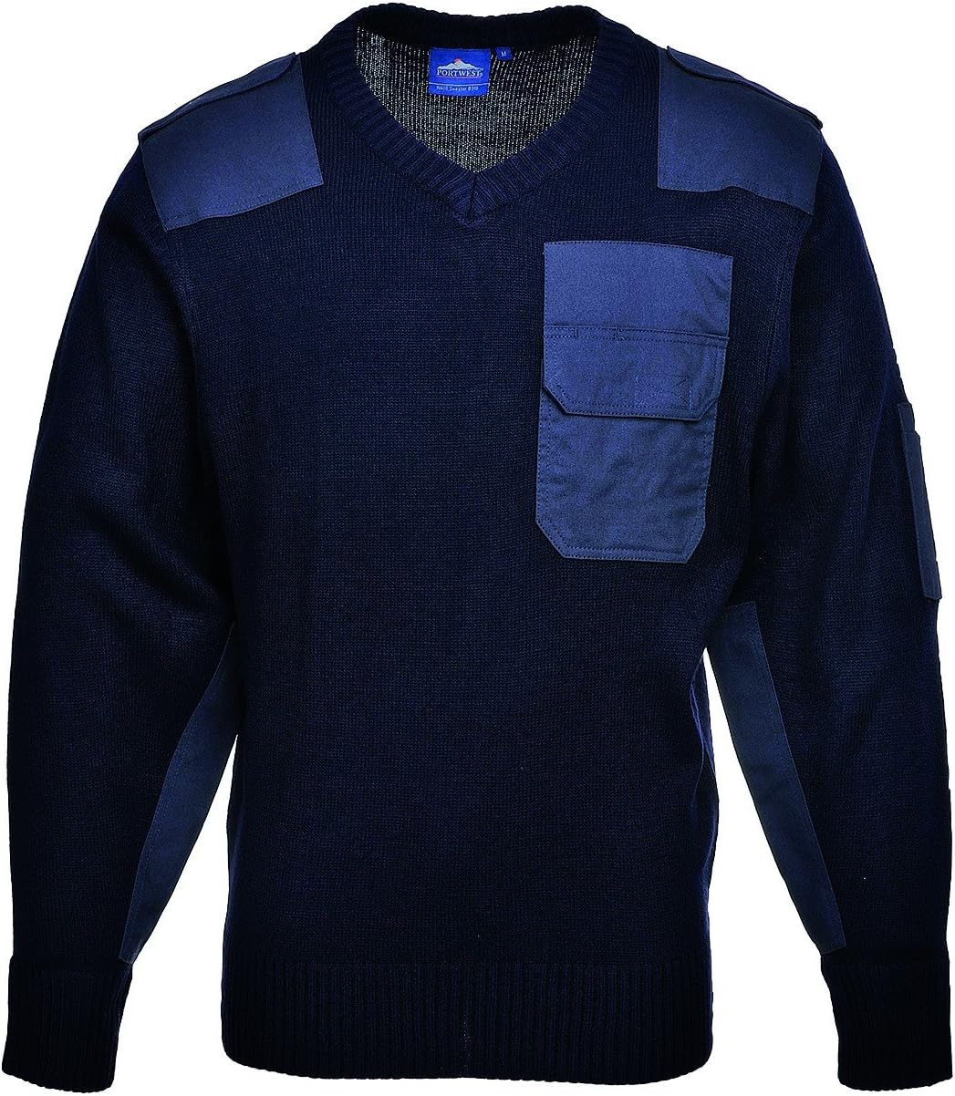 Mens Army Pullover Security Military Jumper Knitted Sweater V Neck With ...