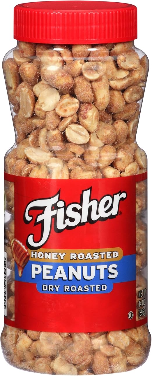 Fisher Snack Honey Roasted Dry Roasted Peanuts, 14 Oz, Gluten Free ...