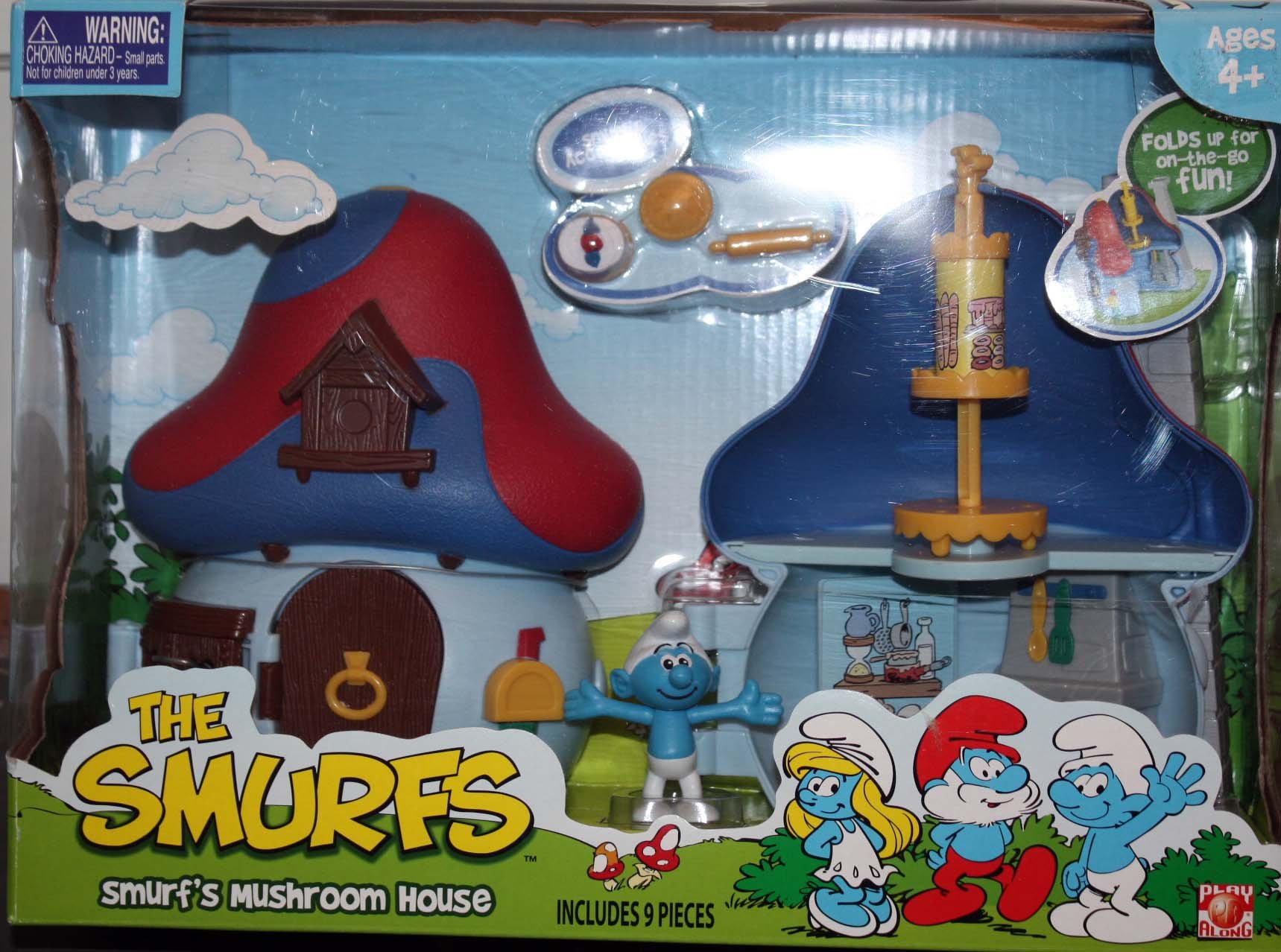 Smurfs 2 Inch Articulated Mini Figure Playset Smurf with Mushroom House ...