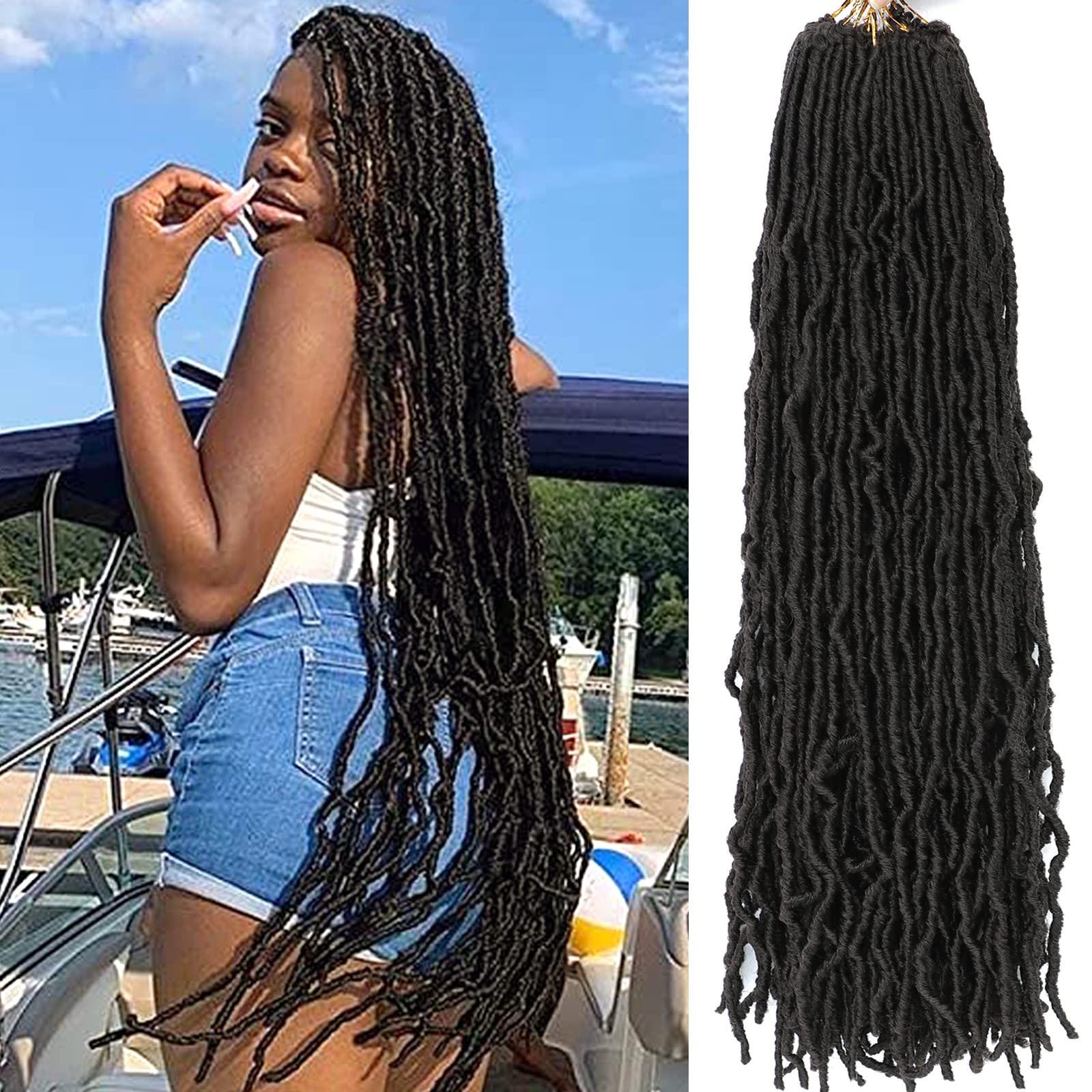 Mua Faux Locs Crochet Hair Dark Brown Soft Locs 30 Inch 7 Packs Long ...