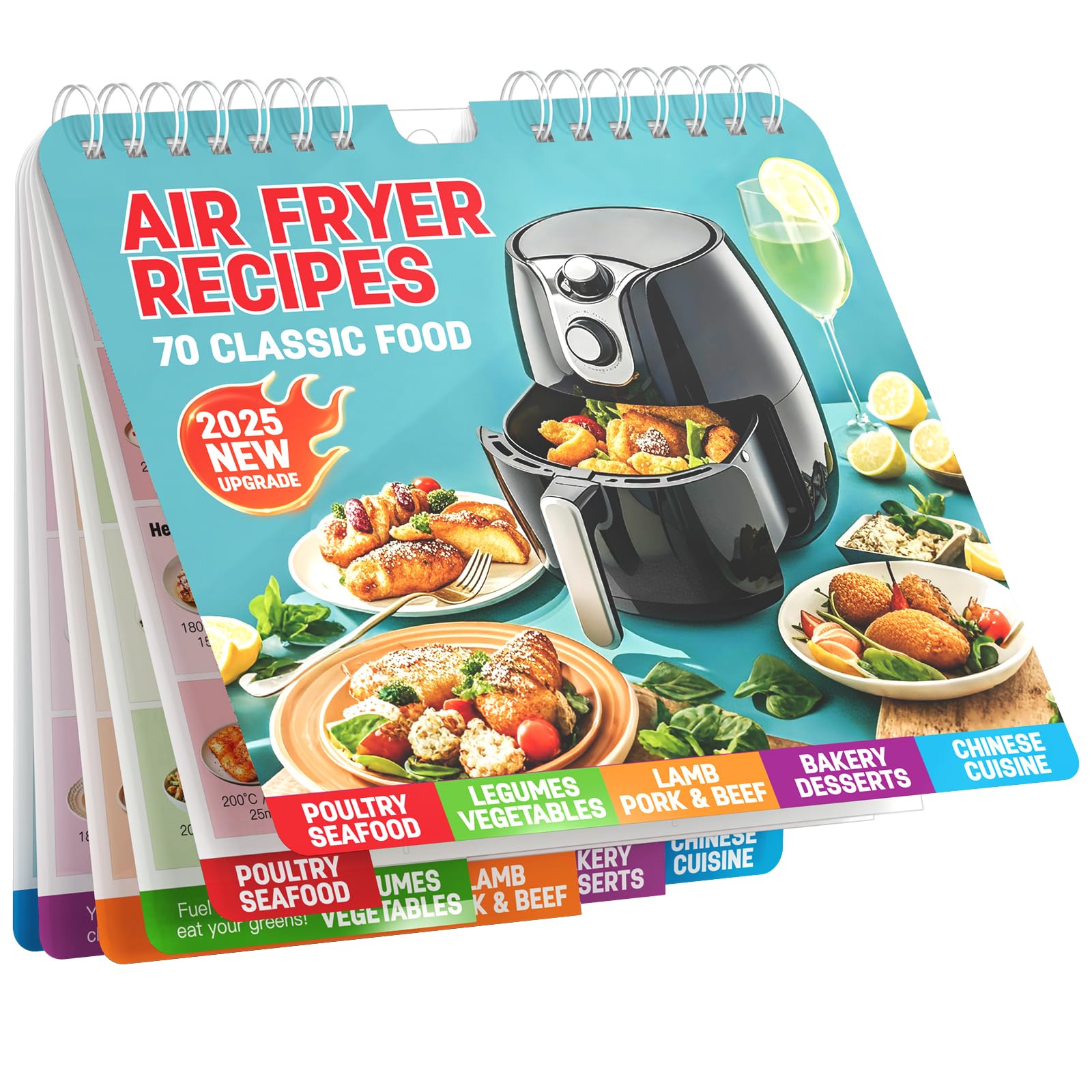 2025 Magnetic Air Fryer Cheat Sheet, Cooking Guide Booklet,70 ...