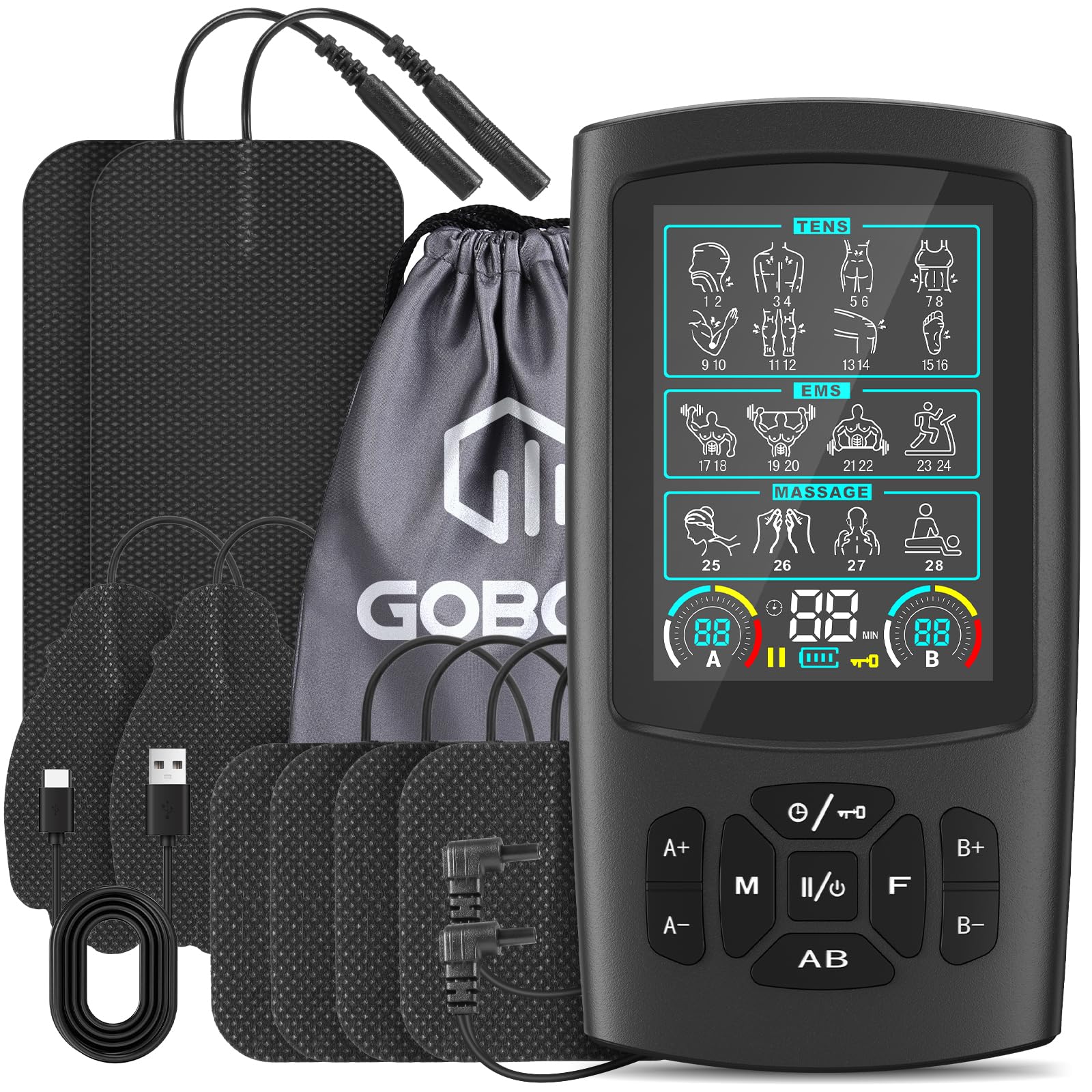 TENS Unit Muscle Stimulator with 28 Modes, Dual Channel Muscle ...