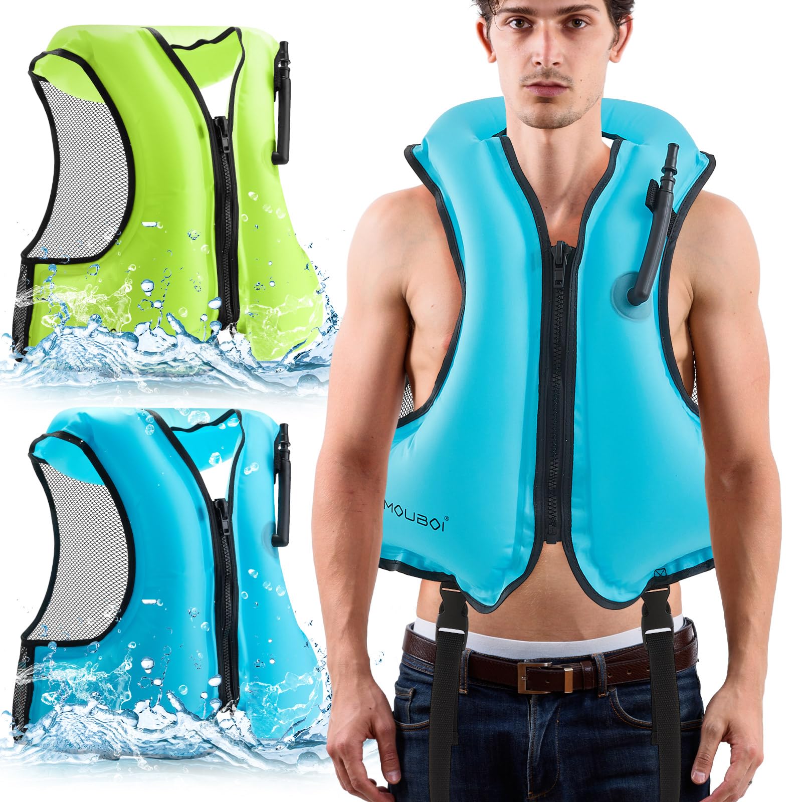 Leyndo 2 Pcs Inflatable Snorkel Vest for Adult, Portable Lightweight ...