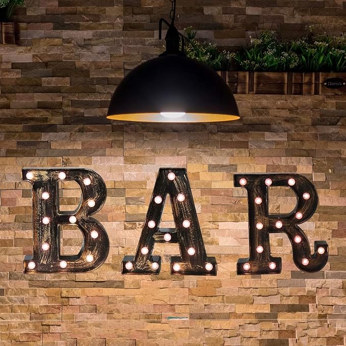 Vintage Bar Sign With Lights Light Up Bar Letter Lights Lighted ...