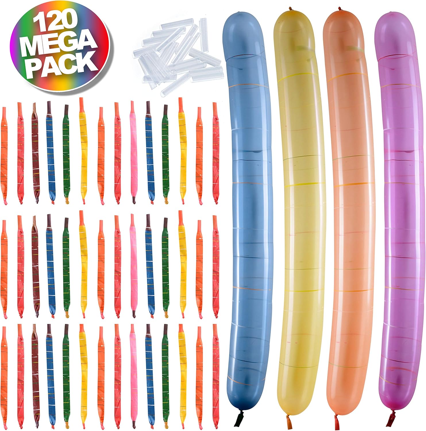 Prextex 120 Rocket Balloons Assorted Colors - Party Pack of Giant ...