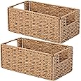 Amazon.com: Vagusicc Wicker Storage Basket, Set of 2 Hand-Woven Paper ...