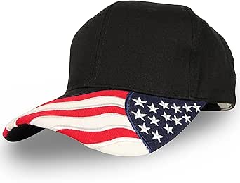 Patriotic USA Flag on Bill Hat with Fabric Strap Adjustable Closure ...