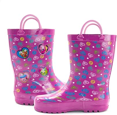 Amazon.com | Shopkins Girls Rainboots with Rear Pull Tabs Pink Size 12 ...