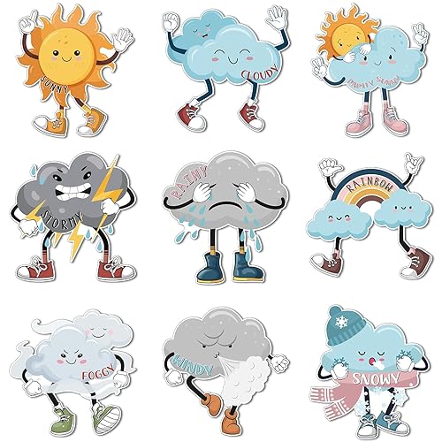 Fulmoon 9 Pcs Weather Posters Set Human Shaped Weather Table Chart ...