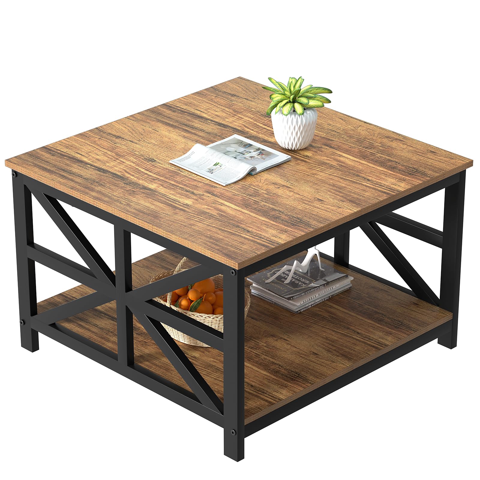 GreenForest Coffee Table with Storage for Living Room, Small Square ...