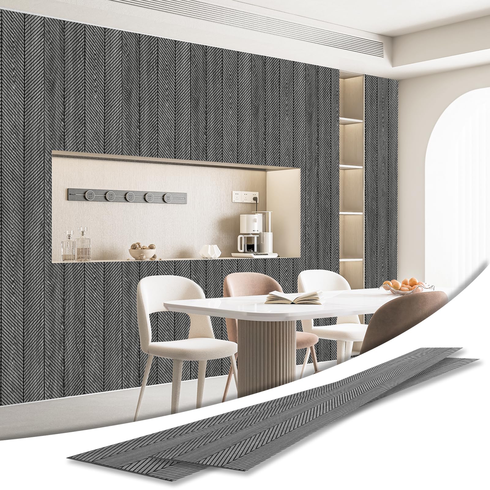 Art3d 4-Pack Glue-On Herringbone Wainscoting Panel for Interior Wall ...