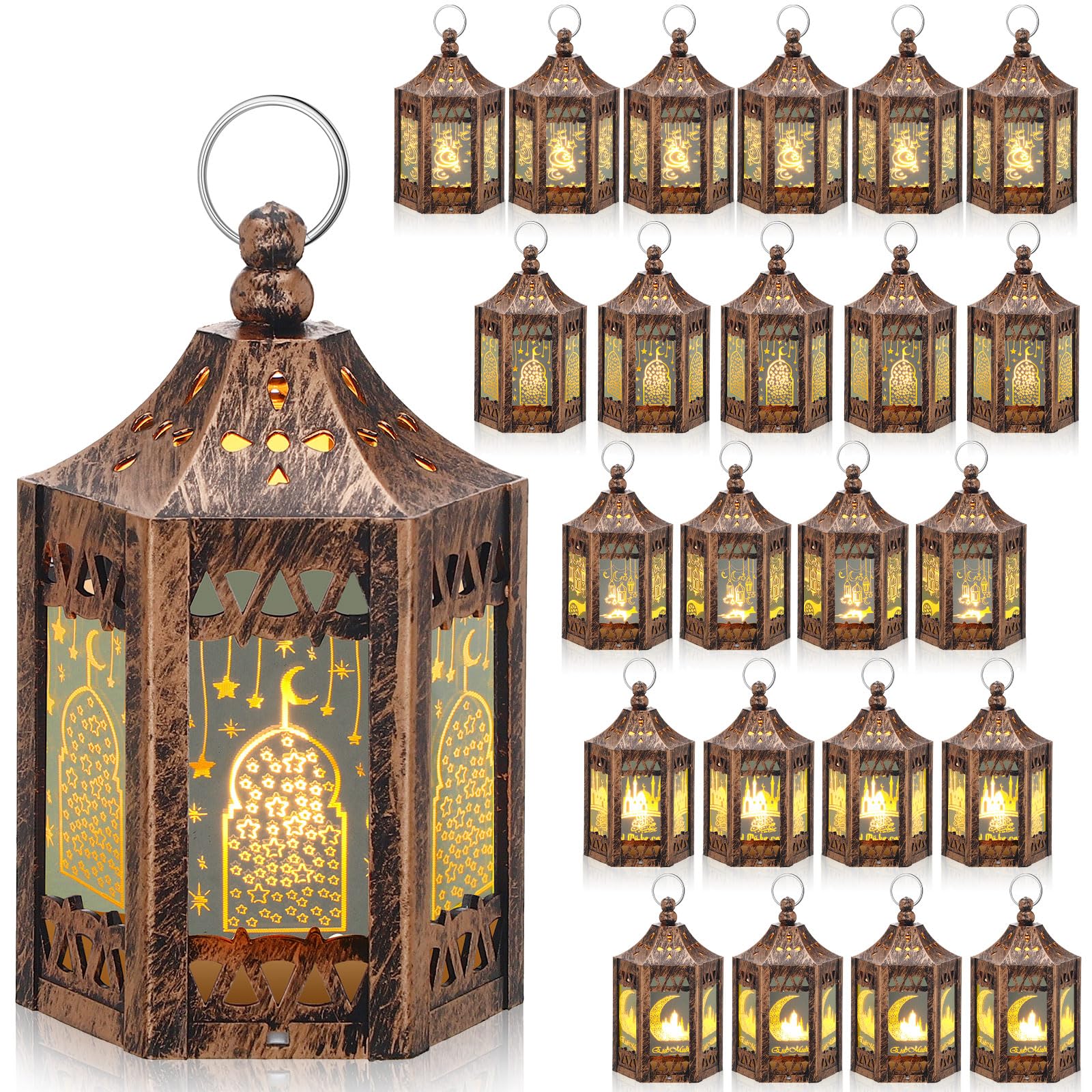 Hortsun 20 Pcs Eid Al Adha Candle Lantern Vintage LED Lantern Festival ...
