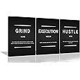 Amazon.com: 3 Pieces Grind Verb Hustle Verb Execution Noun Motivational Wall Art Canvas Print ...