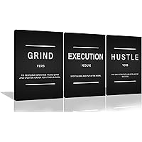 Amazon.com: 3 Pieces Grind Verb Hustle Verb Execution Noun Motivational Wall Art Canvas Print ...