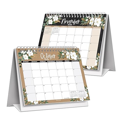 Floral Small Desk Calendar 2024 Standing Flip - Desktop Calendar 2024 ...