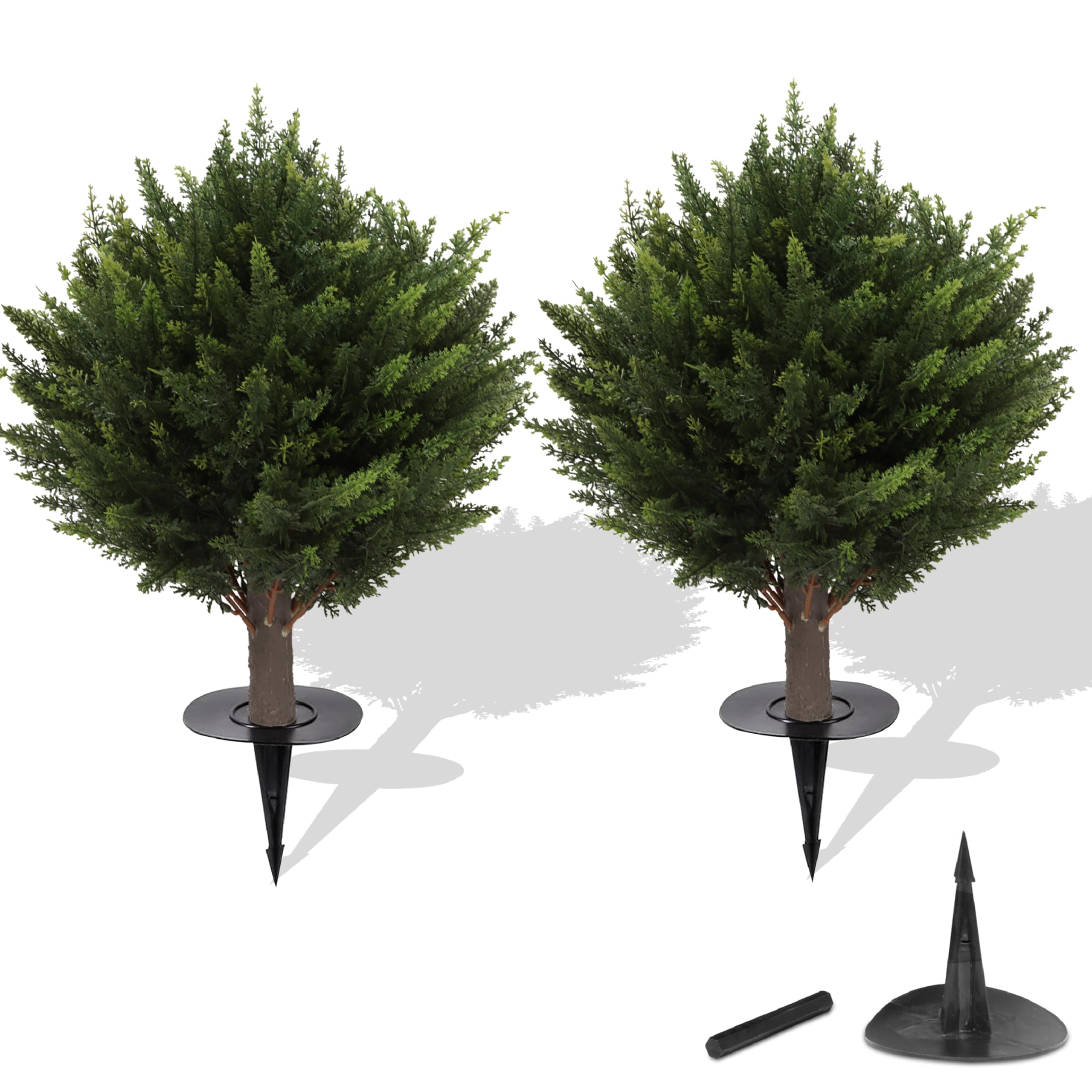 AUMMOOH 15.7 inch Height Set of Two Artificial Cypress Topiary ...