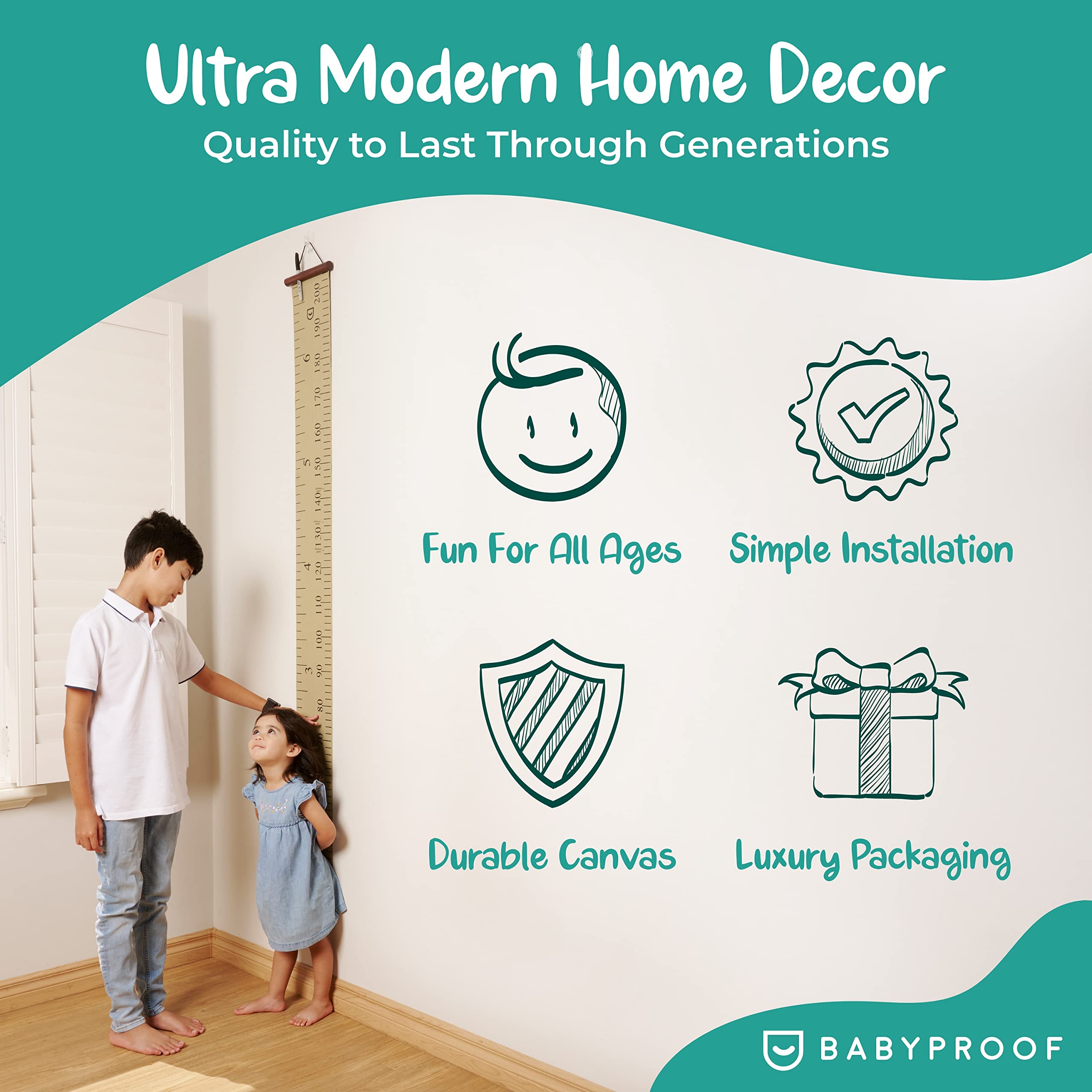 Mua Growscroll Classic Kids Growth Chart for Wall - Unique Height Chart ...