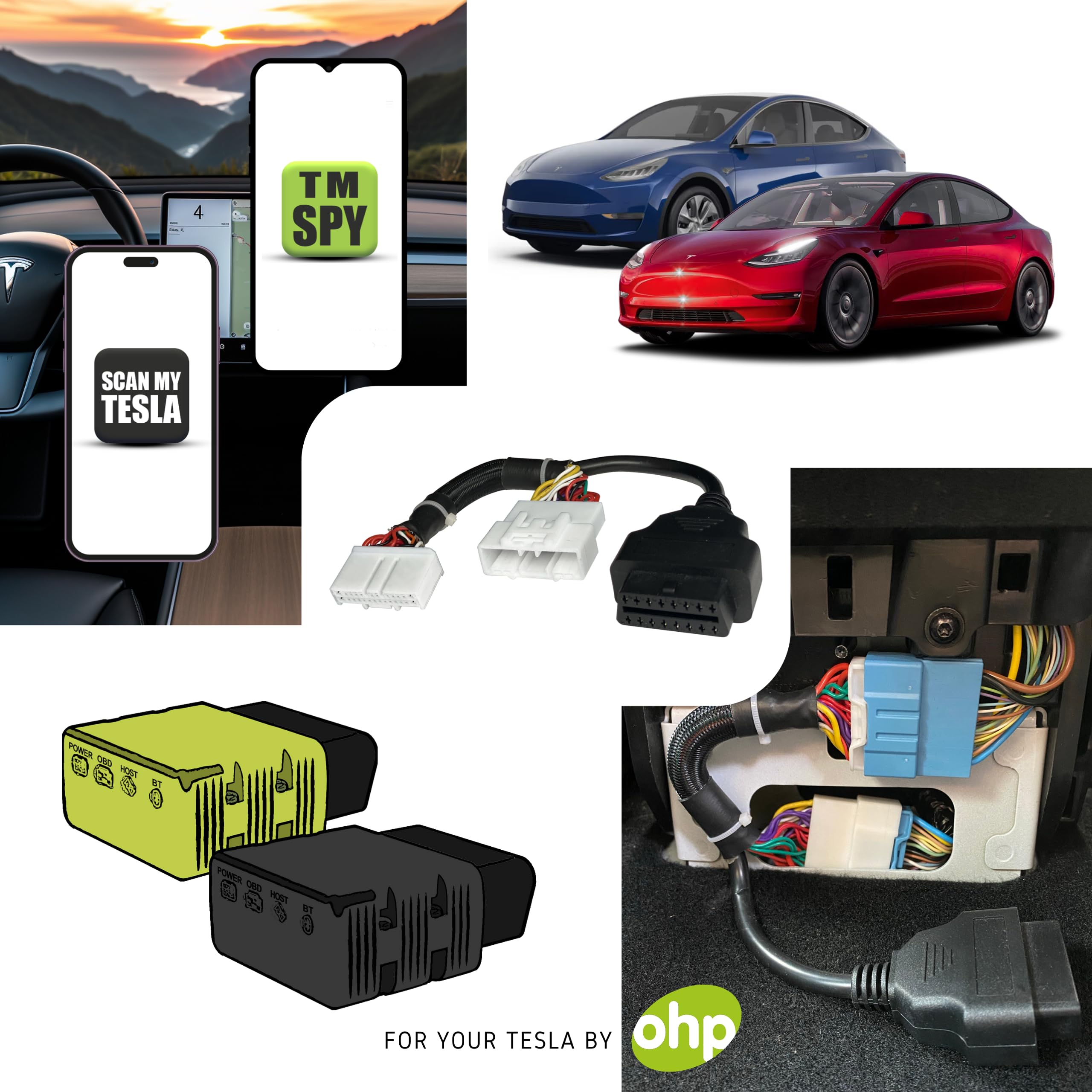 Mua OHP OBD2 Cable for Tesla (Custom Harness) trên Amazon Mỹ chính hãng ...