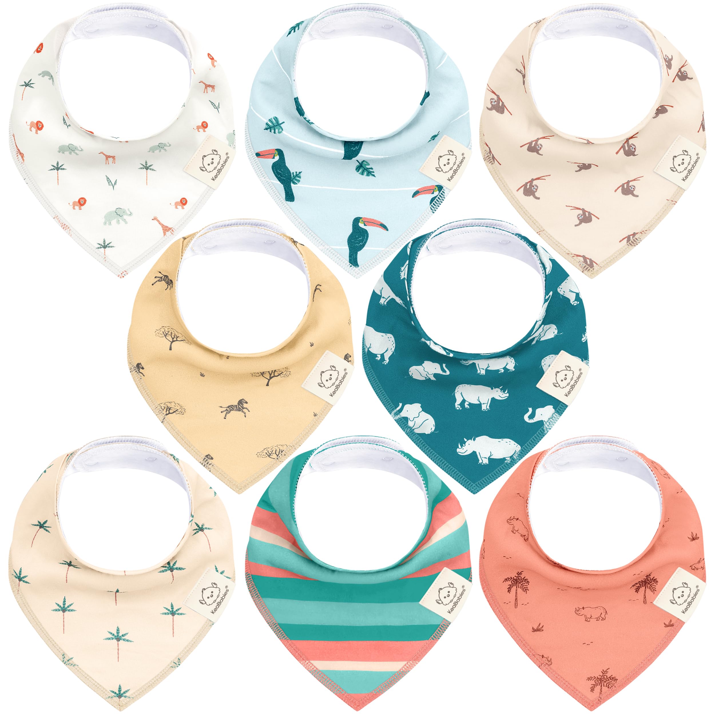 8-Pack Organic Baby Bandana Bibs for Girls - Super Absorbent Triangle ...