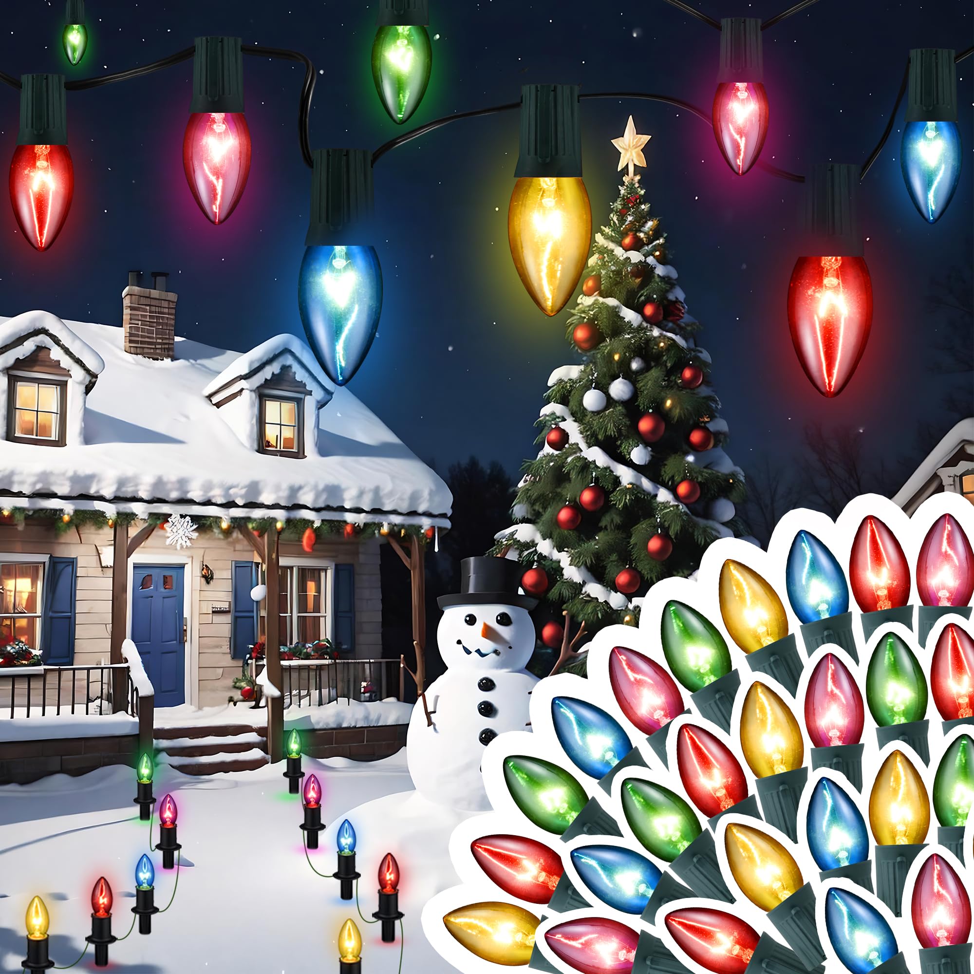 TIORIY Christmas Pathway Lights Outdoor 29ft, 25 Packs C9 Christmas ...
