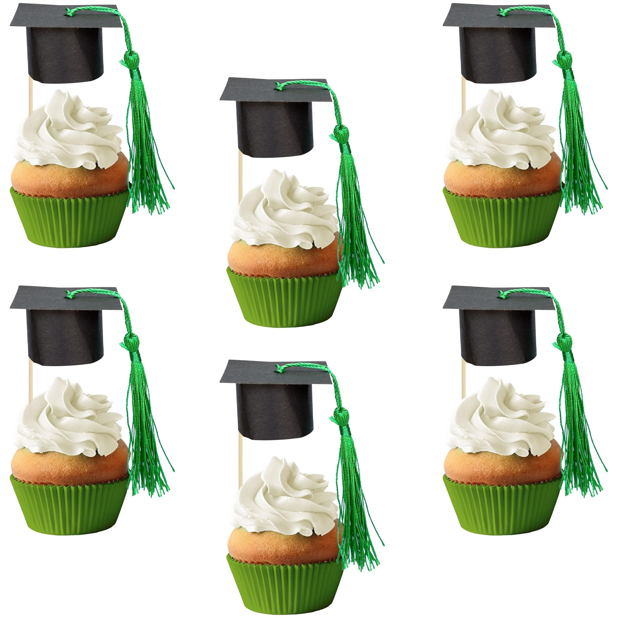Gyufise 24Pcs 3D 2025 Graduation Cap Cupcake Toppers DIY 2025 Congrats ...
