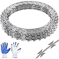 VEVOR Razor Wires, 98 ft Razor Barbed Wire, 2 Rolls Razor Wire Fencing ...