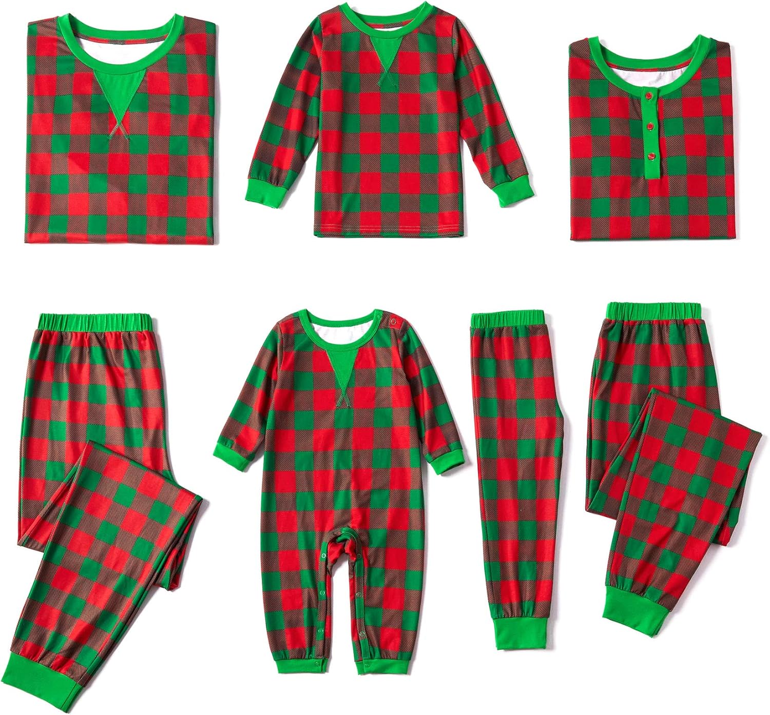 Yaffi Familien-Schlafanzug-Set für Weihnachten, Festival, Rot, Grün ...