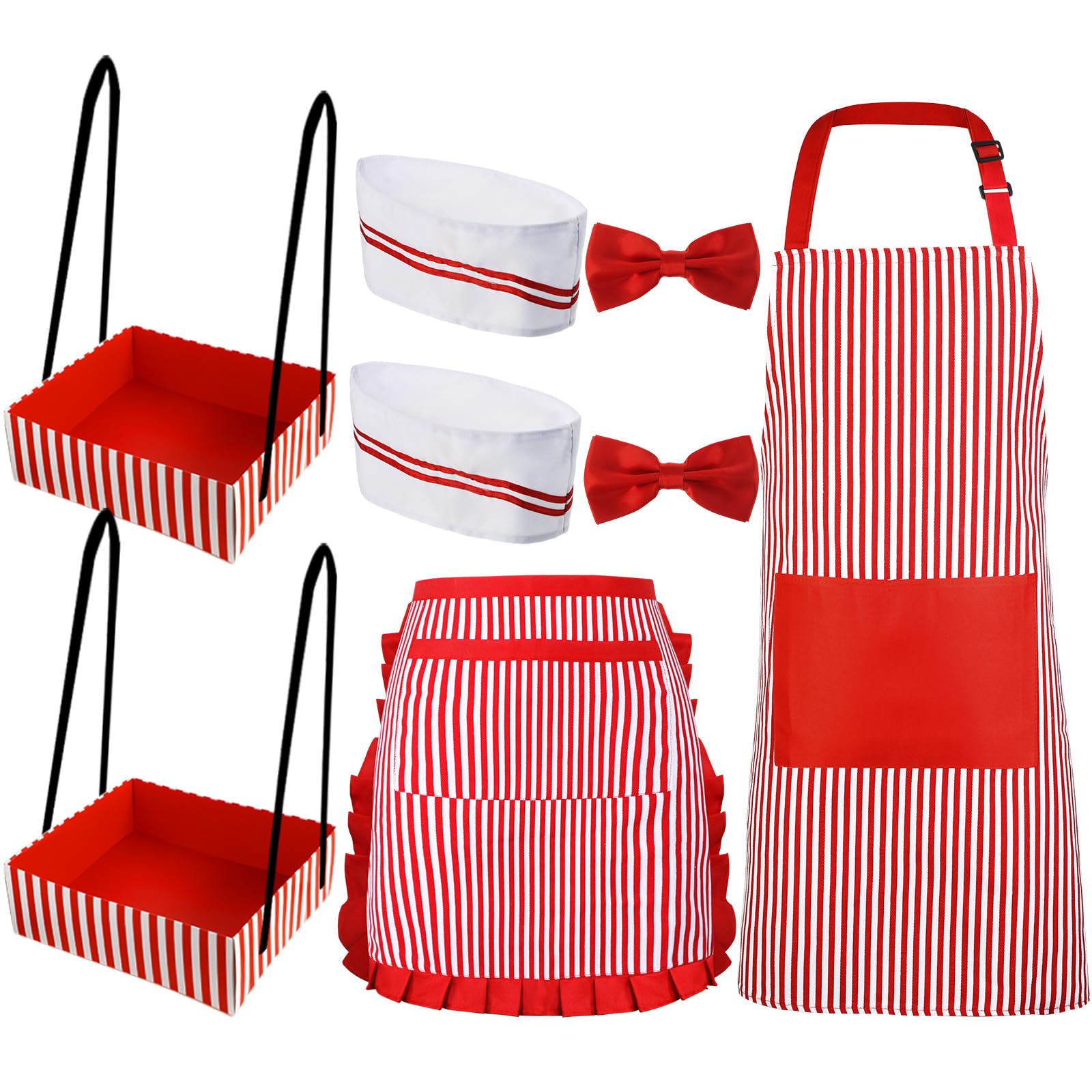 Circus Costumes SATINIOR 6 Pcs Adult Waiter Costume Kit Soda Apron Chef ...
