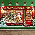 Amazon.com: Christmas Backdrop Banner - Santa's Toy Shop Store ...