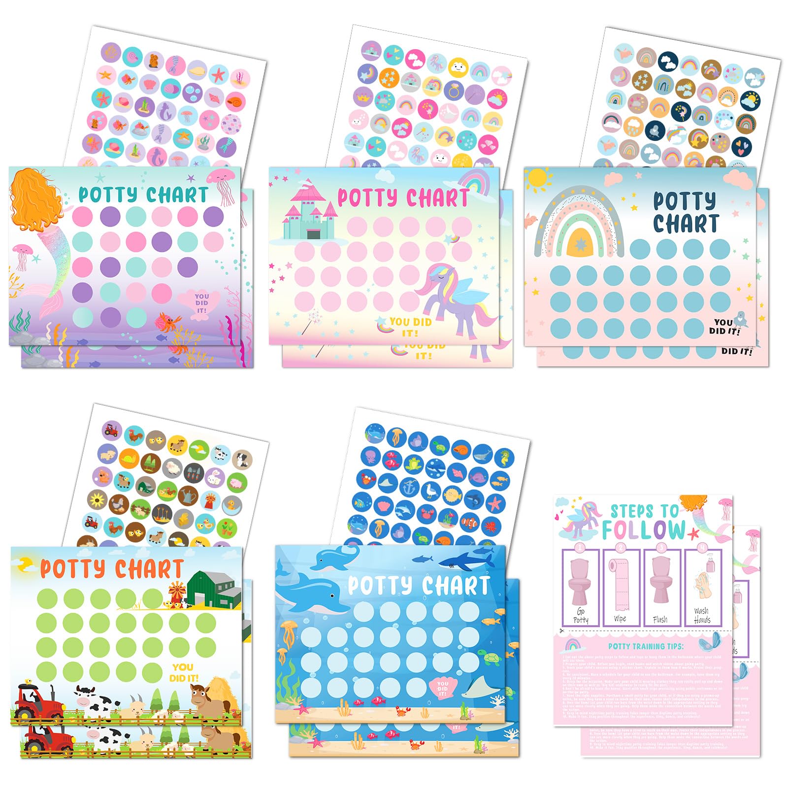 Potty Training Chart for Toddler 17 PCS Potty Training Sticker Chart 5 ...