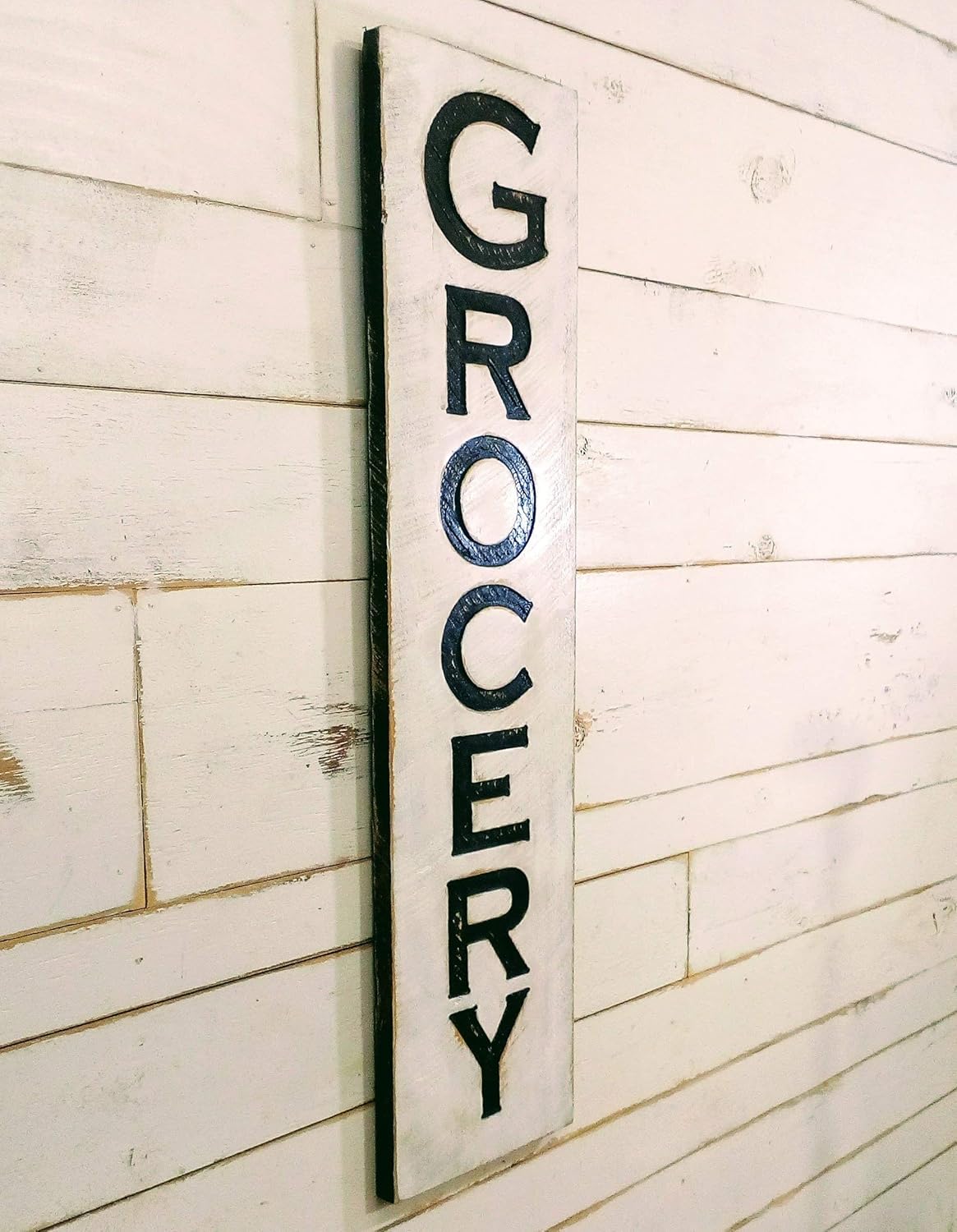 Amazon.com: Grocery Sign Vertical 40"t x 10"w -Carved in Wood Farmhouse ...