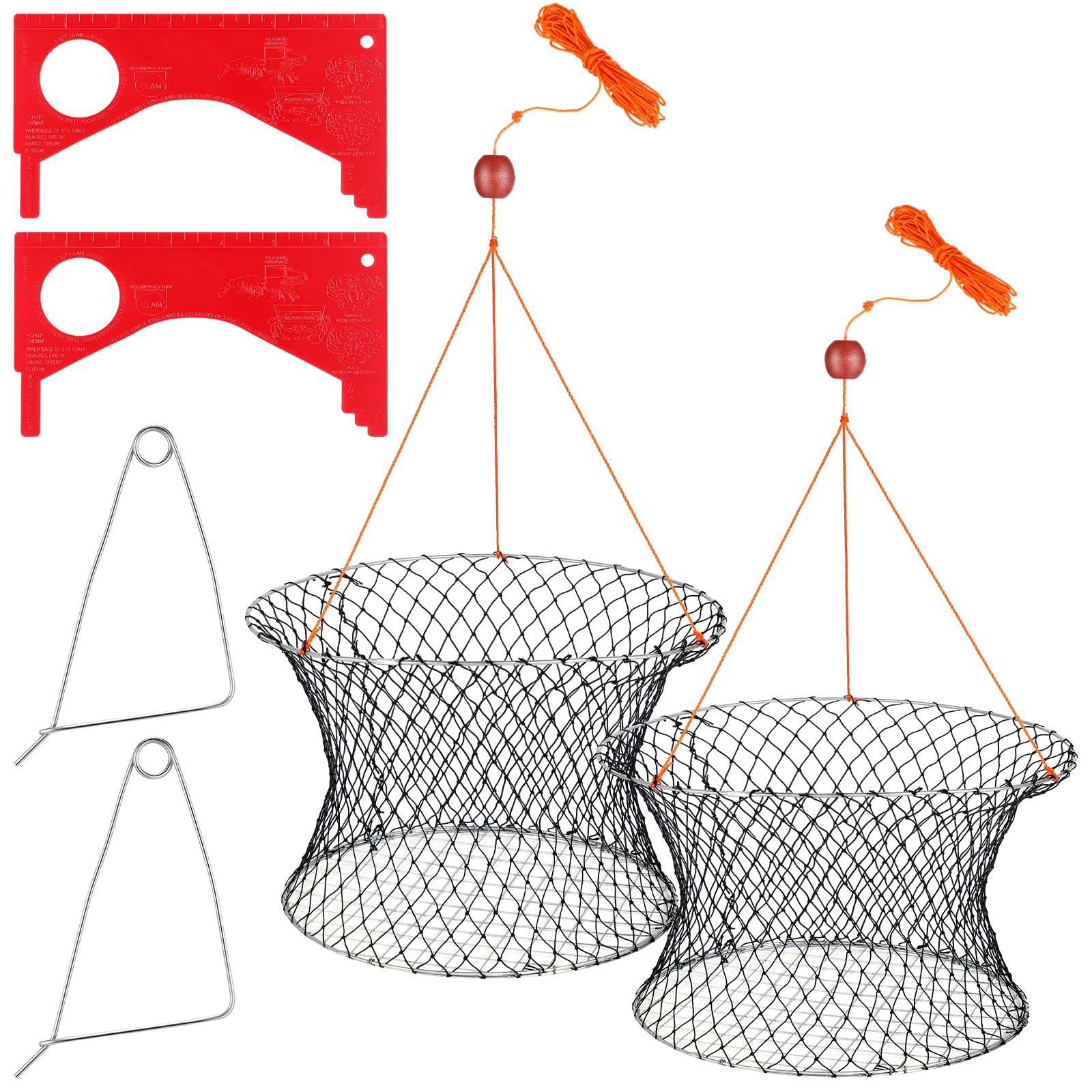 Windyun 2 Sets Crab Trap Bait Wire Grid Bottom Crab Nets Foldable ...