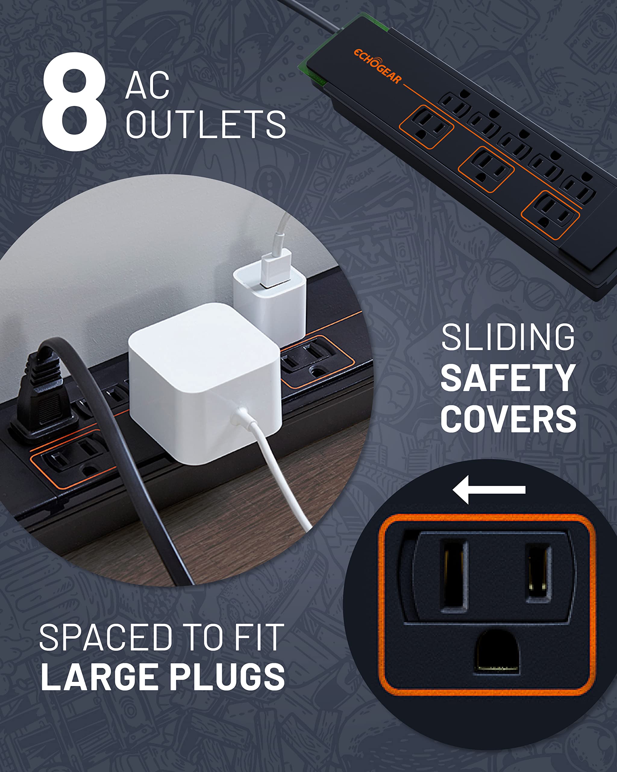 Mua ECHOGEAR ShockBlocker 8 Outlet Surge Protector Power Strip - Slim ...