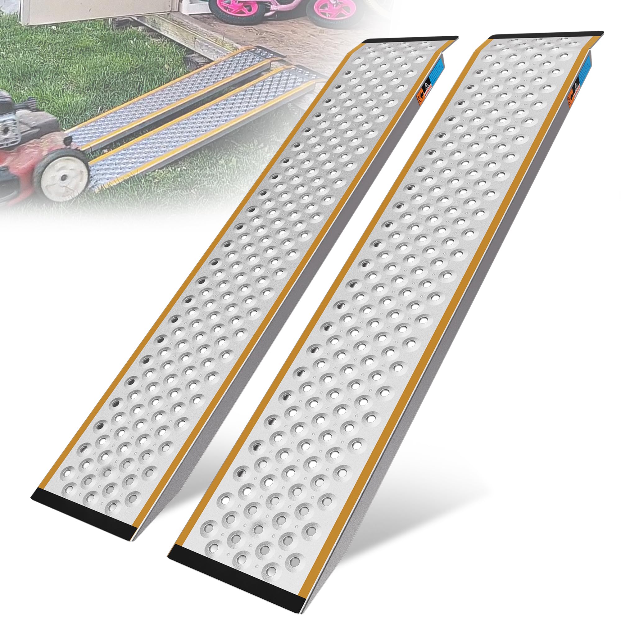 WHALEMOTOR Aluminum Shed Ramp 2PC, 4' Long 8" Wide Loading Ramp for ...