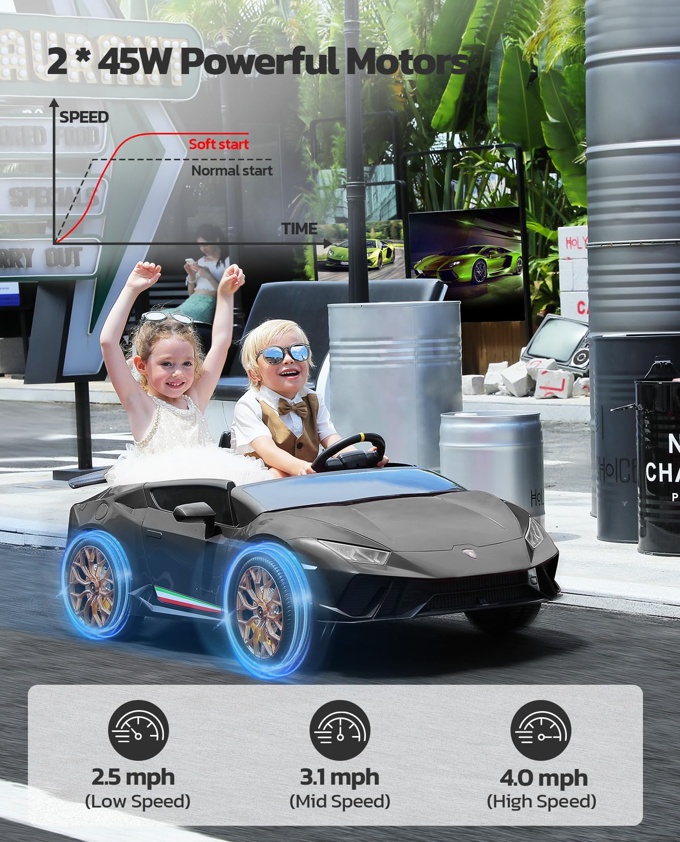 Mua ELEMARA Lamborghini 2 Seater Ride on Car for Kids, 12V10Ah Battery ...