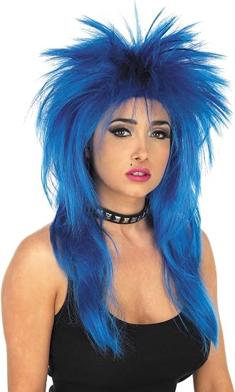 1980's Ladies Glam Rock Wig 80's Rocker Fancy Dress Wig Pink Silver ...