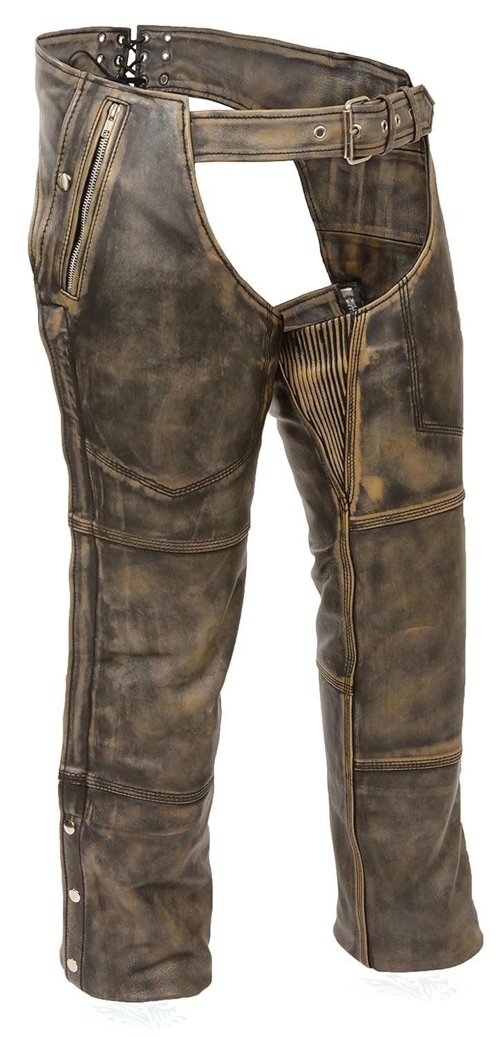 Amazon.com: BROWN DISTRESSED LEATHER BIKER CHAPS L: Automotive