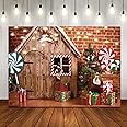 Amazon.com : LTLYH 8X6ft Christmas Fabric Photography Backdrop Gingerbread House Candy Tree and ...