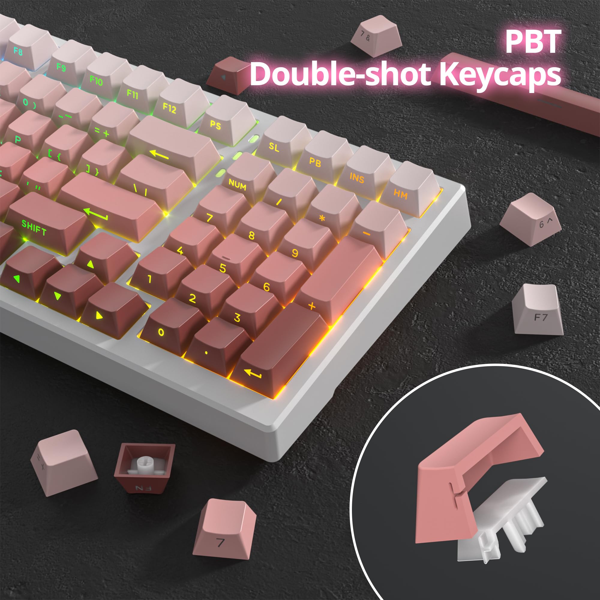 Mua PBT Keycaps Gradient Pink Keycaps Side Printed Keycaps Set Shine ...