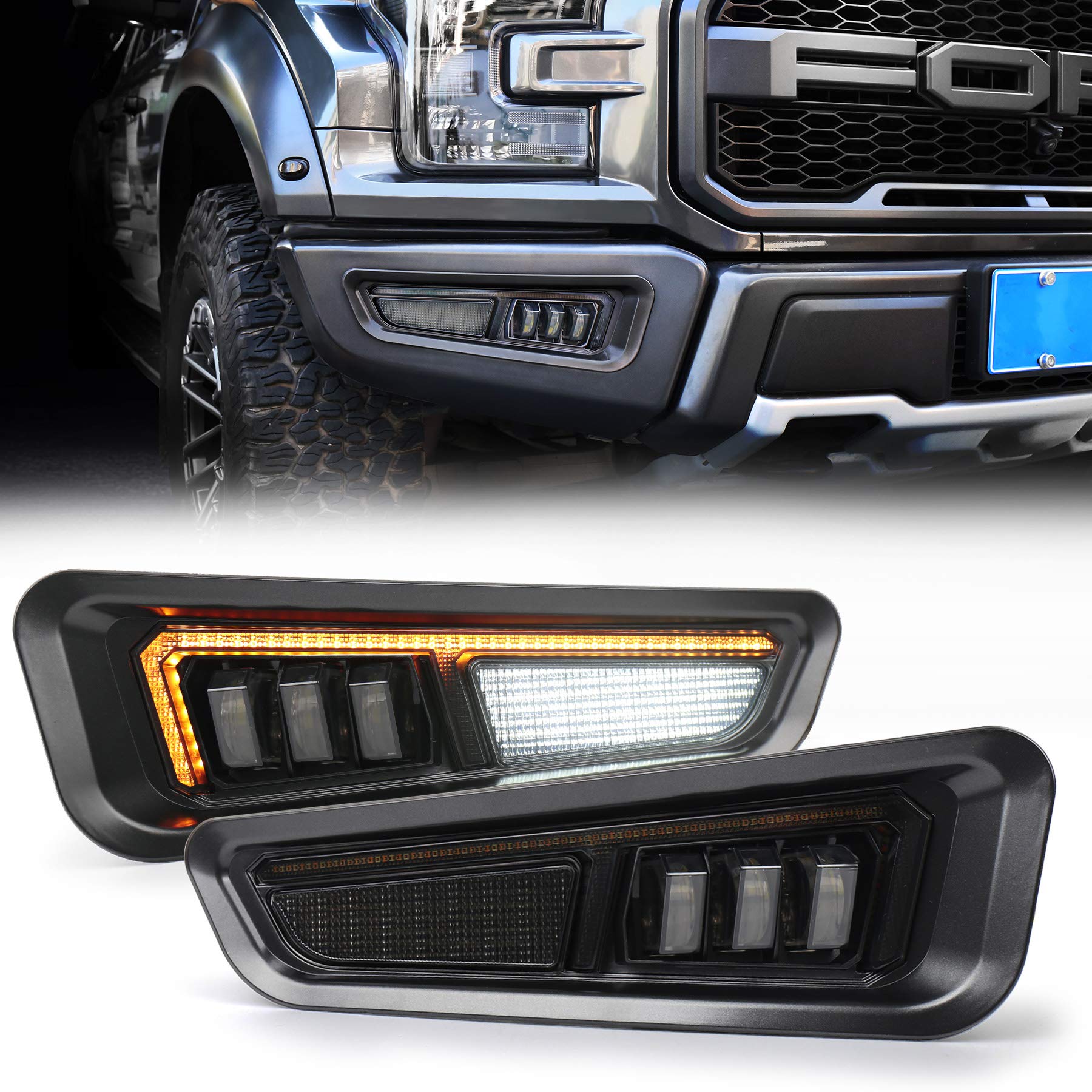 Mua Raptor Fog Lights with Sequential Amber Turn Signal DRL Bumper Fog ...