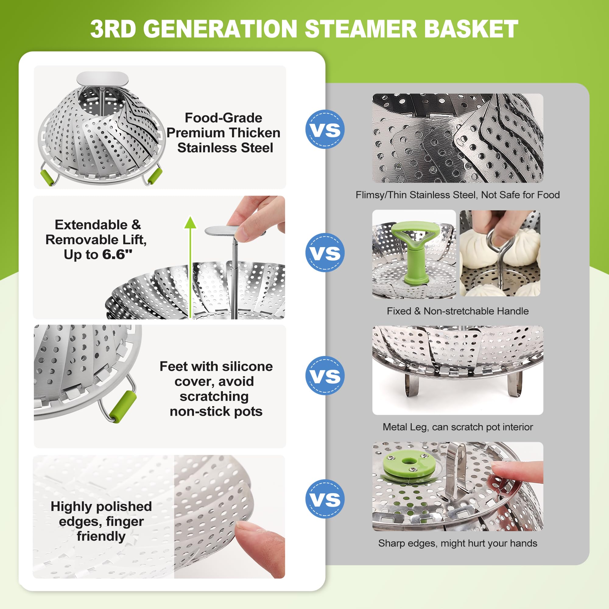 Mua Steamer Basket, 3rd Generation Stainless Steel Vegetable Steamer ...