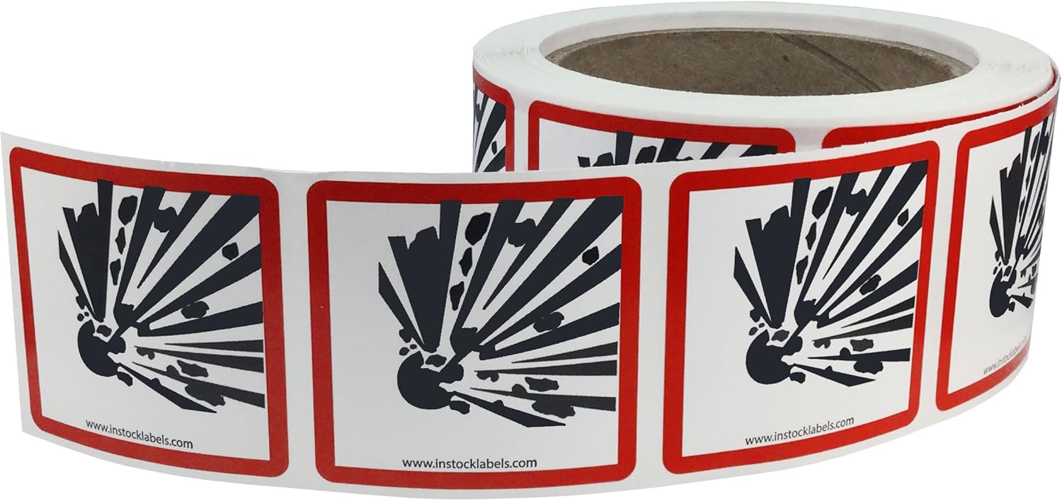 GHS Pictogram Exploding Bomb Stickers, 51 mm 2 Inches Square, 500 ...