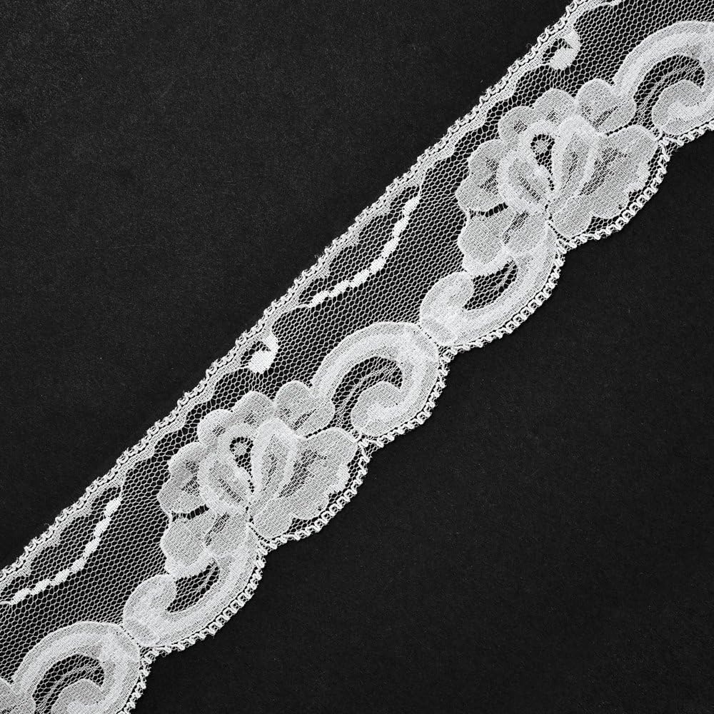 Amazon.com: White Floral Raschel Lace Trim, 1-3/4 Inch by 2-Yards, STEP ...