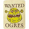 Amazon.com: Silver Buffalo Shrek Wanted Ogres Sign 45" x 60" Fleece ...