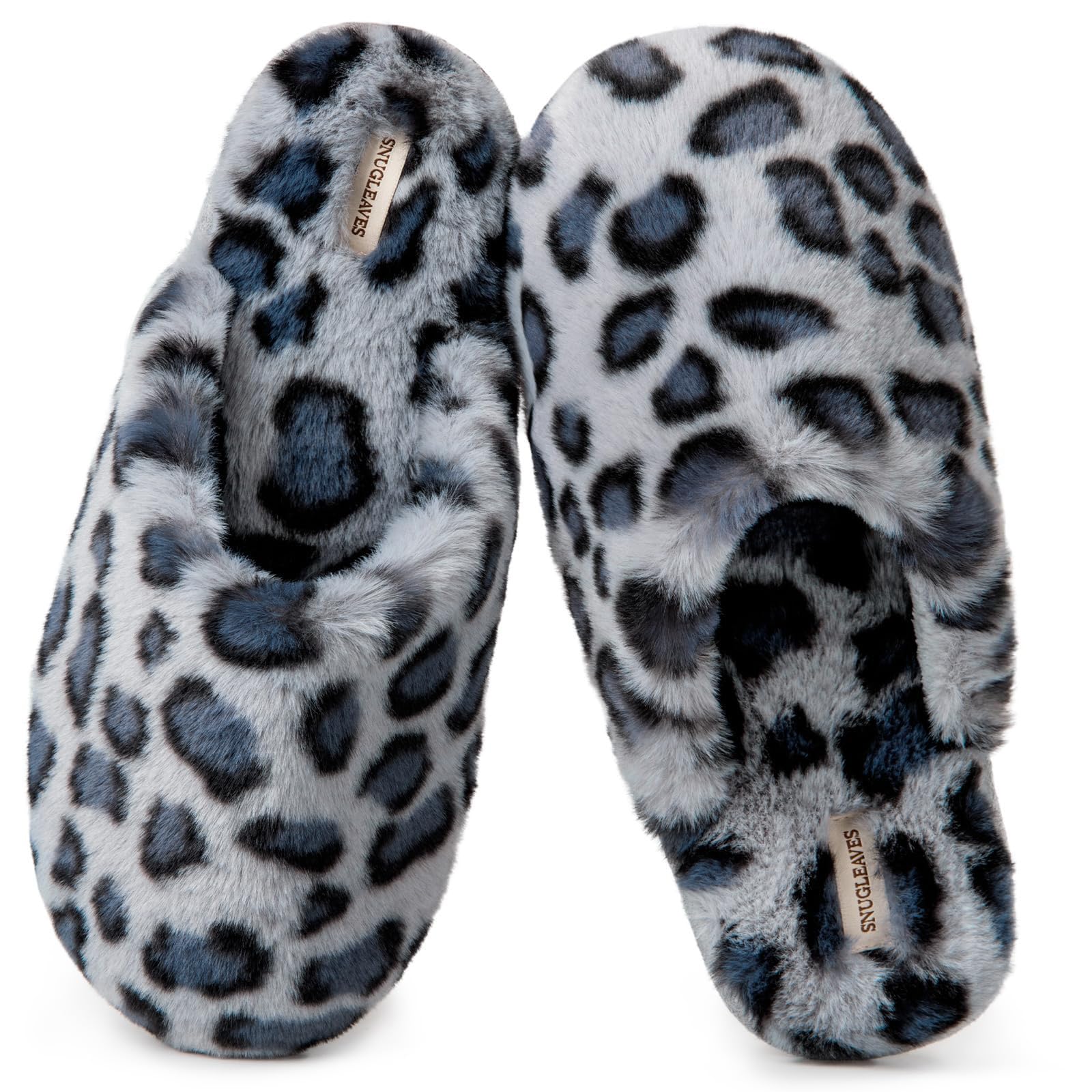 Snug Leaves Women's Fuzzy Scuff Slippers Soft Comfy Memory Foam Non ...