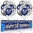 Amazon.com: Blue 15th Birthday Decorations for Boys Girls, Navy Blue ...